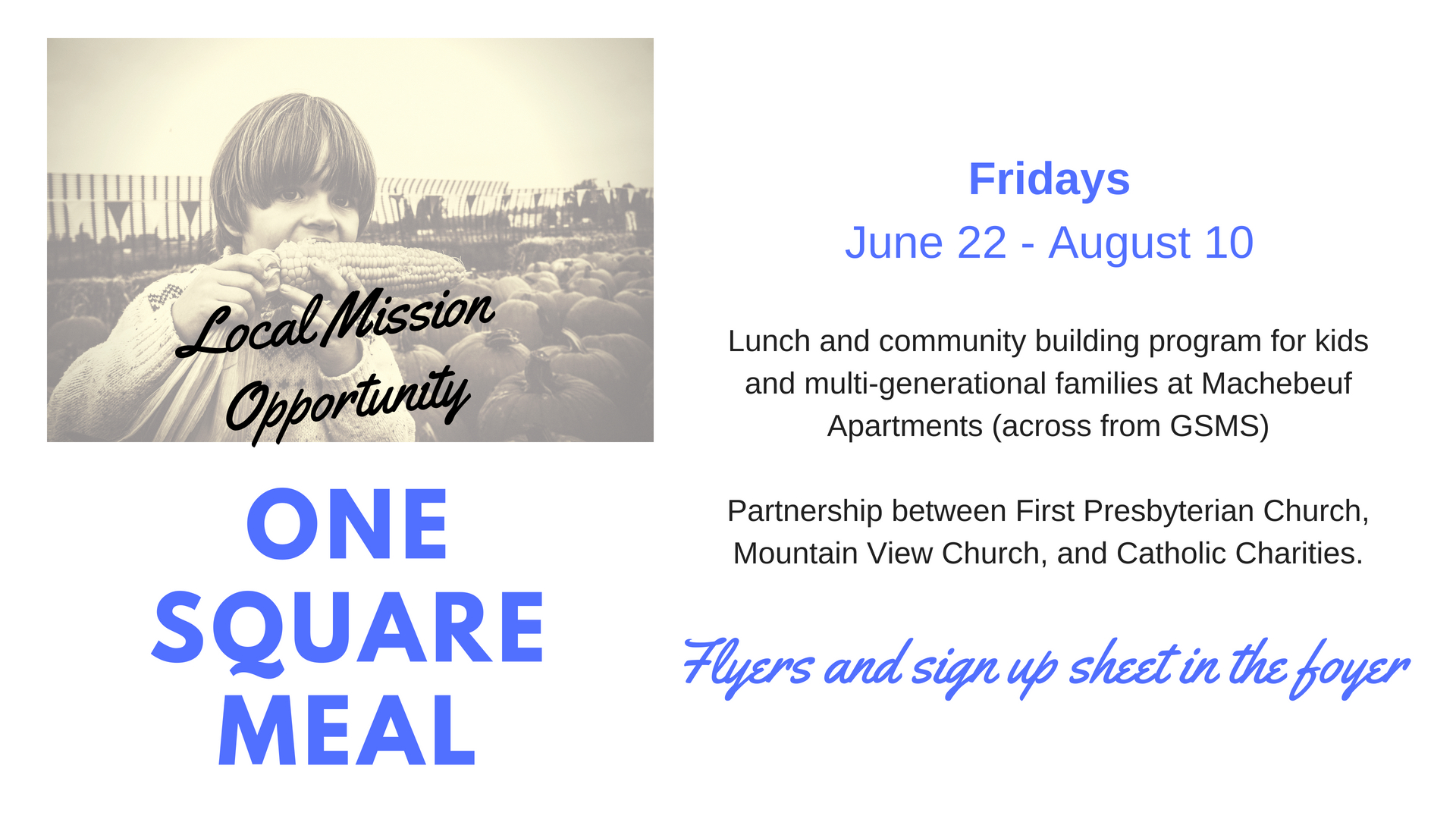 One Square Meal – Mountain View Church of Glenwood